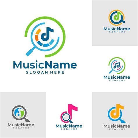Set Of Music Find Logo Vector Icon Illustration Find Music Logo Design