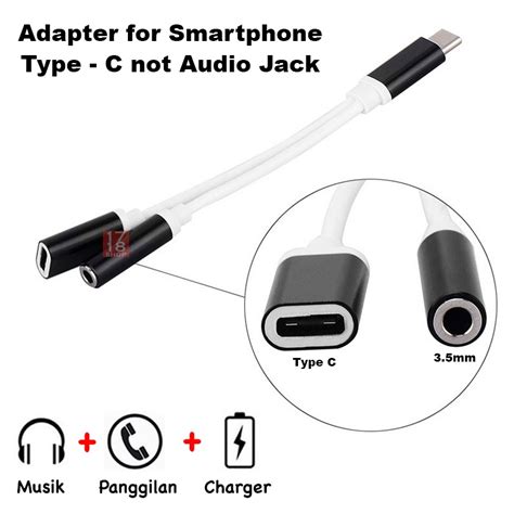 Jual Adapter Converter Usb Type C To Audio Mm Jack Aux Cable Splitter Jack Adaptor Charger