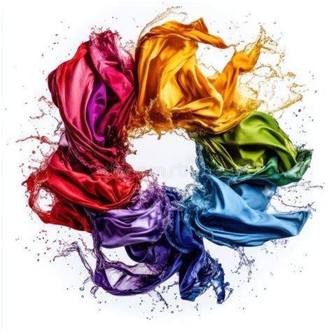 A Colorful Explosion Of Fabric And Water Forming An Intricate Circular Pattern On White