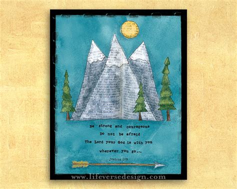 Joshua 1 9 Be Strong And Courageous Art Print By Life Verse Design