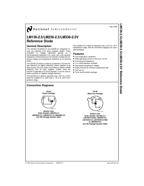Lm336 25 Datasheet Diode Equivalent National Semiconductor