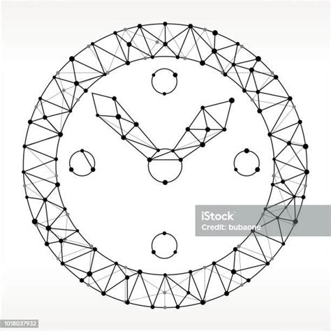 Clock Triangle Node Black And White Pattern Stock Illustration