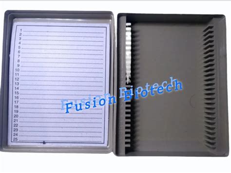 Grey Plastic Microscope Slide Box For Chemical Laboratory Size 25