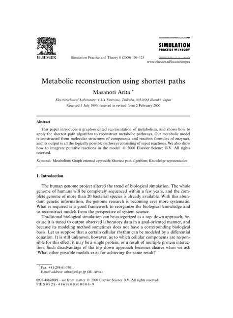 PDF Metabolic Reconstruction Using Shortest Paths DOKUMEN TIPS