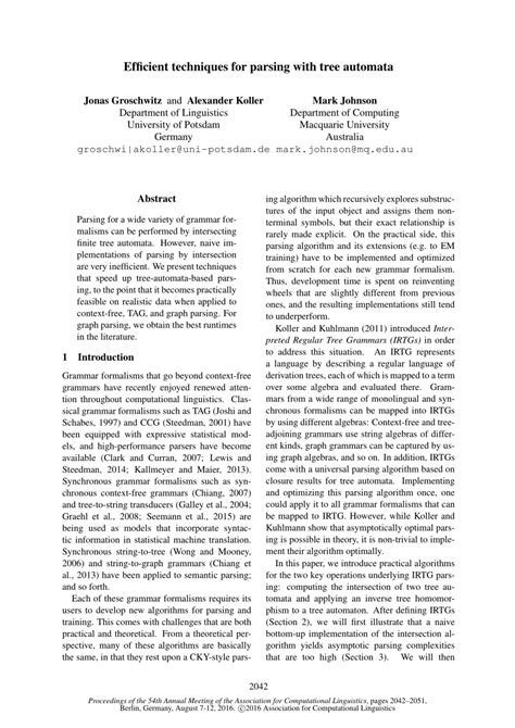 Pdf Efficient Techniques For Parsing With Tree Automata