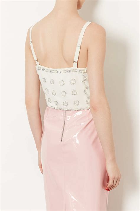 Lyst Topshop Pearl Embellished Bralet In White