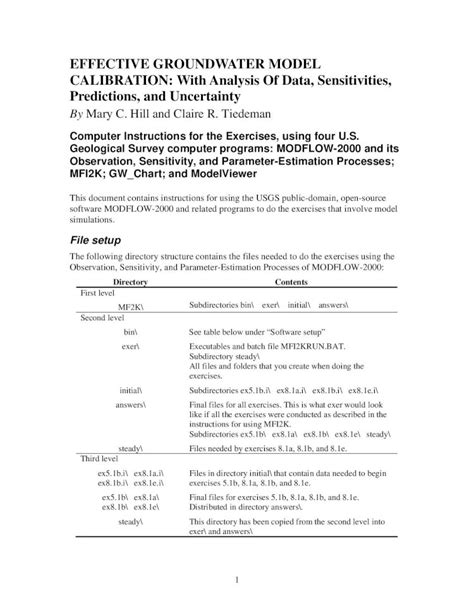 Pdf Effective Groundwater Model Calibration With Analysis