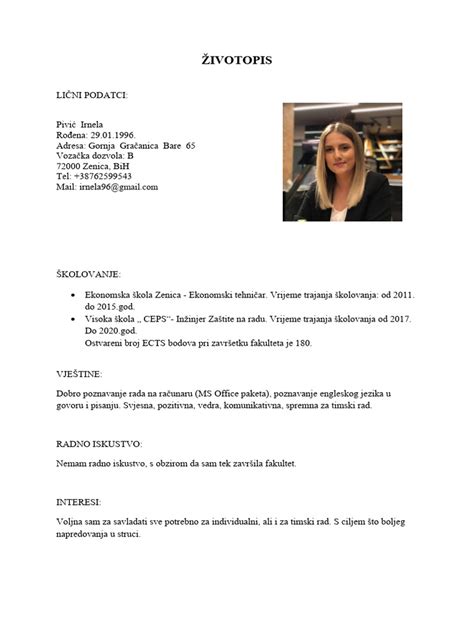 Irnela Pivic Cv Pdf