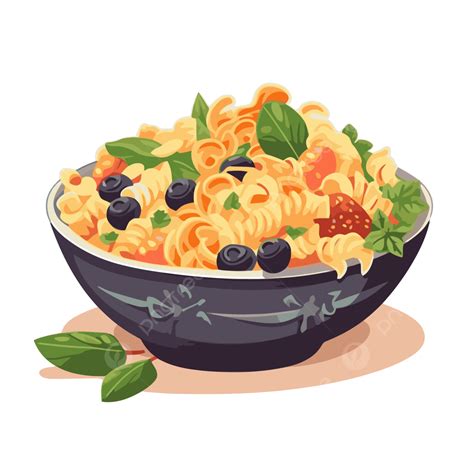 Pasta Salad Vector Sticker Clipart Pasta Vegetarian Style Illustration