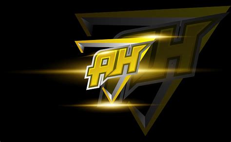 방패 Esport 트위치 및 게임 로고 템플릿을 위한 벡터 초기 문자 모노그램이 있는 초기 Ah 0명에 대한 스톡 벡터 아트 및