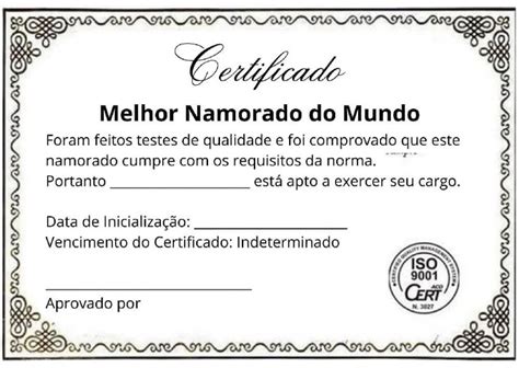 Certificados De Melhor Namorado Do Mundo Como Surpreender O Seu Amor No Dia Dos Namorados