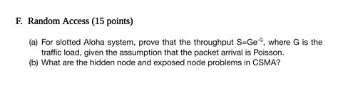 Solved F Random Access 15 Points A For Slotted Aloha