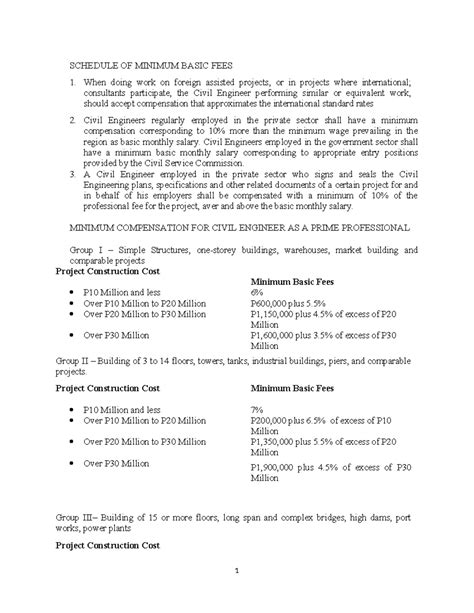 Schedule Of Minimum Basic Fees Schedule Of Minimum Basic Fees 1 When Doing Work On Foreign
