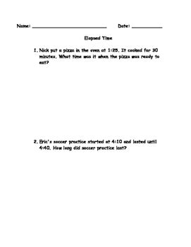 Elapsed Time Problems By AMTeach Teachers Pay Teachers
