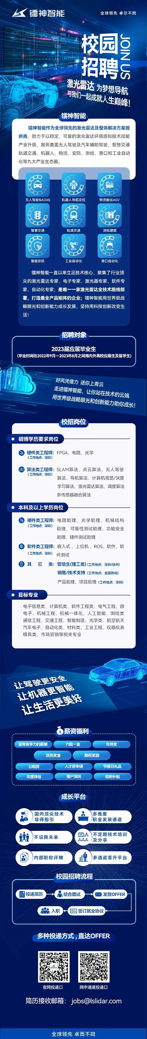 【校园招聘】深圳市镭神智能系统有限公司2023届毕业生招聘公告 广州研究院 西安电子科技大学