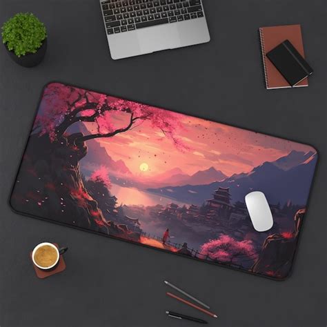 Japanese Sakura Art Desk Mat Etsy