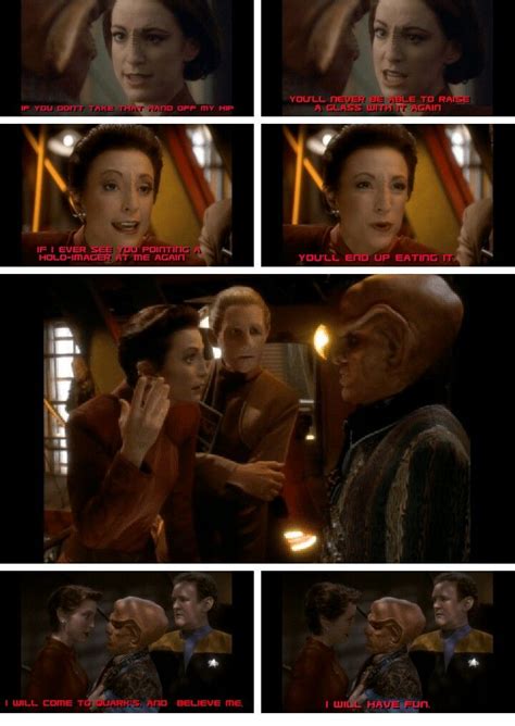 Kira Threatening Quark Star Trek Funny Star Trek Ds9 Star Trek Universe