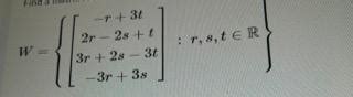 Solved Find A Matrix A Such That The Given Set W Of Vectors Chegg Com