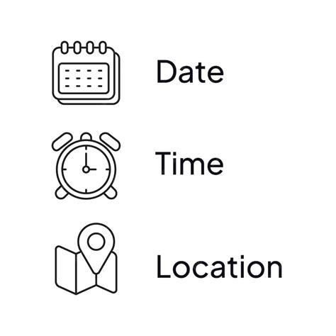 Premium Vector Set Date Time And Location Icons For Graphic Designisolated On A White