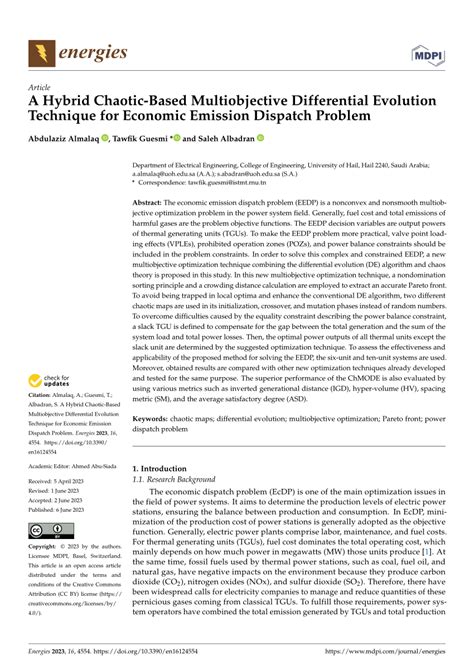 Pdf A Hybrid Chaotic Based Multiobjective Differential Evolution