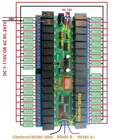 Elecbee DC V Channels Modbus RTU RS Bus Relay Module UART Serial Port DIN Rail Board