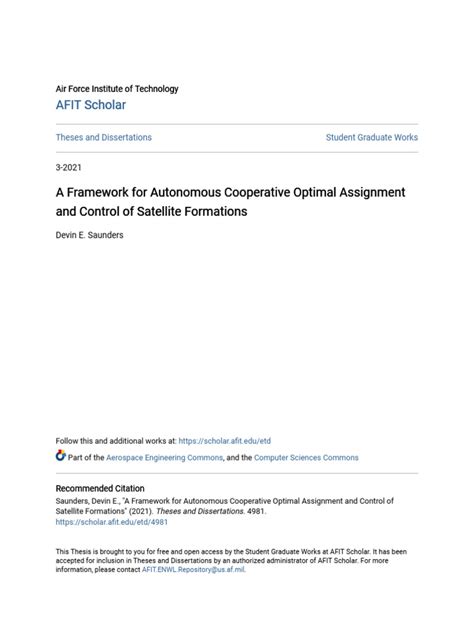 A Framework For Autonomous Cooperative Optimal Assignment And Con Pdf