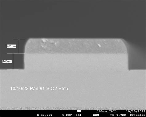 Test Data Of Etching Sio2 With Chf3 Cf4 Icp1 Ucsb Nanofab Wiki