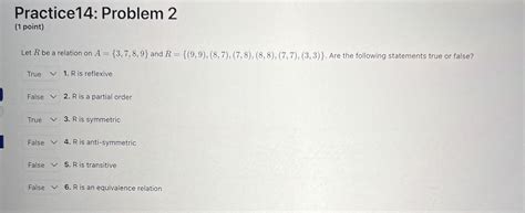 Solved Practice14: Problem 2(1 ﻿point)Let R ﻿be a relation | Chegg.com