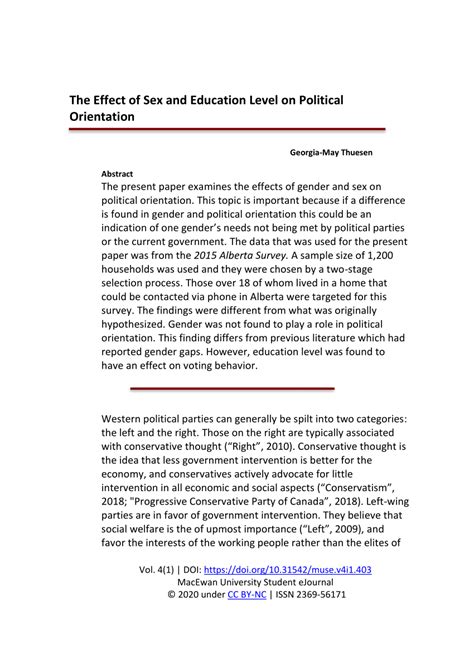 PDF The Effect Of Sex And Education Level On Political Orientation