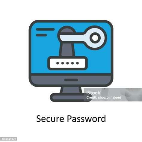Secure Password Vector Fill Outline Ilustrasi Desain Ikon Simbol