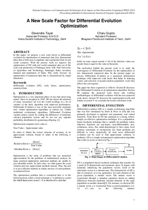 A New Scale Factor For Differential Evolution Optimization