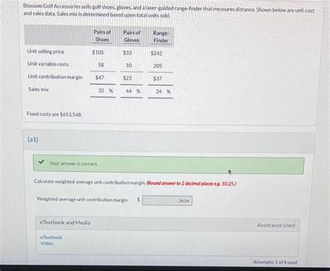 Solved Verify That The Mix Of Sales Units To Be Sold At The