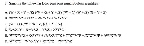 Solved Simplify The Following Logic Equations Using Boolean Chegg Com