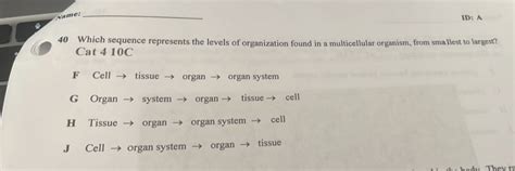 Solved Name Id A 40 Which Sequence Represents The Levels Of