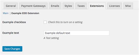 updating extension settings for subsections in 2 5 easy digital