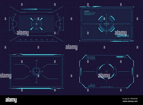 Hud Target Screens Targeting Focusing Screen Sci Fi Monitor Crosshair In Helmet Eye Square