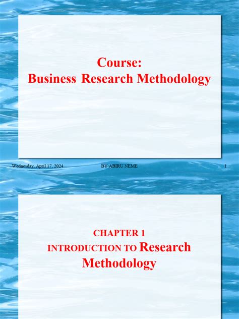 Chap 1 Introduction To Research Methodology Pdf Methodology