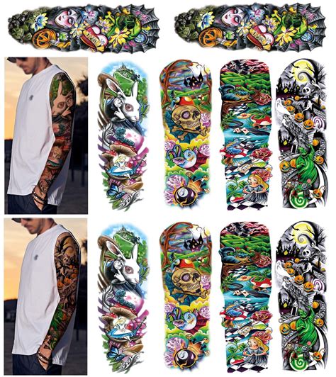 Dalin Extra Large Fake Tattoo Sleeves For Women Men 10 Sheets