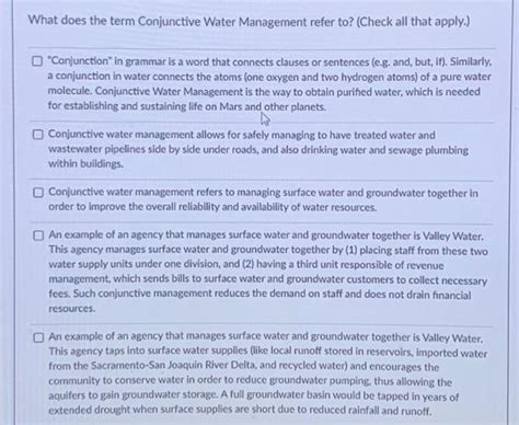 Solved What Does The Term Conjunctive Water Management Refer
