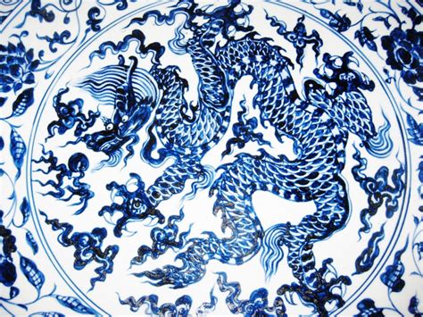 Chinese Dragon Five Claws Porcelain Blue And White Huge Plate 19th