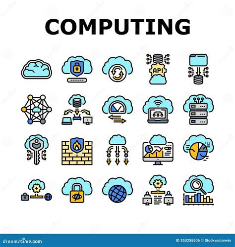 Cloud Computing Virtualization Icons Set Vector Stock Illustration Illustration Of Platform