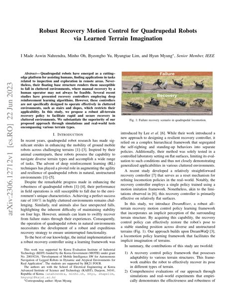 Pdf Robust Recovery Motion Control For Quadrupedal Robots Via Learned Terrain Imagination