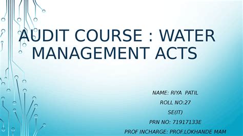 Ppt On Water Management Slides Environmental Engineering Docsity