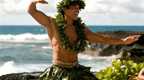 A Masculine Male Hula Dancer Exhibits His Traditional Hula Style
