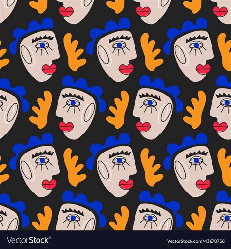 Abstract People Faces Seamless Pattern Royalty Free Vector