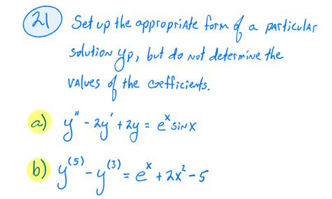 Solved Set Up The Appropriate Form Of A Particular Solution Chegg Com