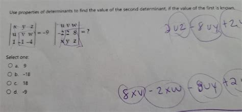 Solved Use Properties Of Determinants To Find The Value Of Chegg