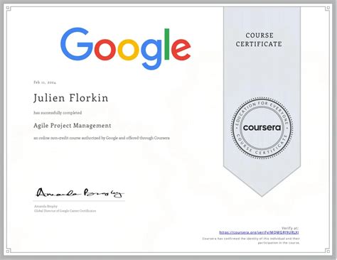 Google Agile Project Management Certification Of Julien Florkin