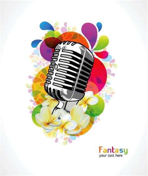 Vector Colorful Concert Poster With Microphone Background Plumeria