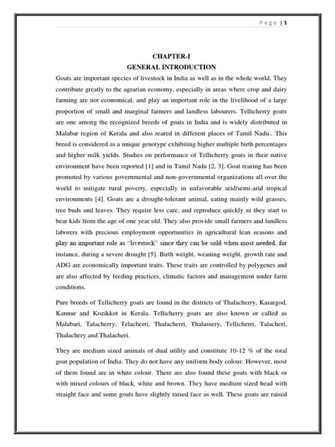 Thallecherry Production Report Pdf Goat Agriculture
